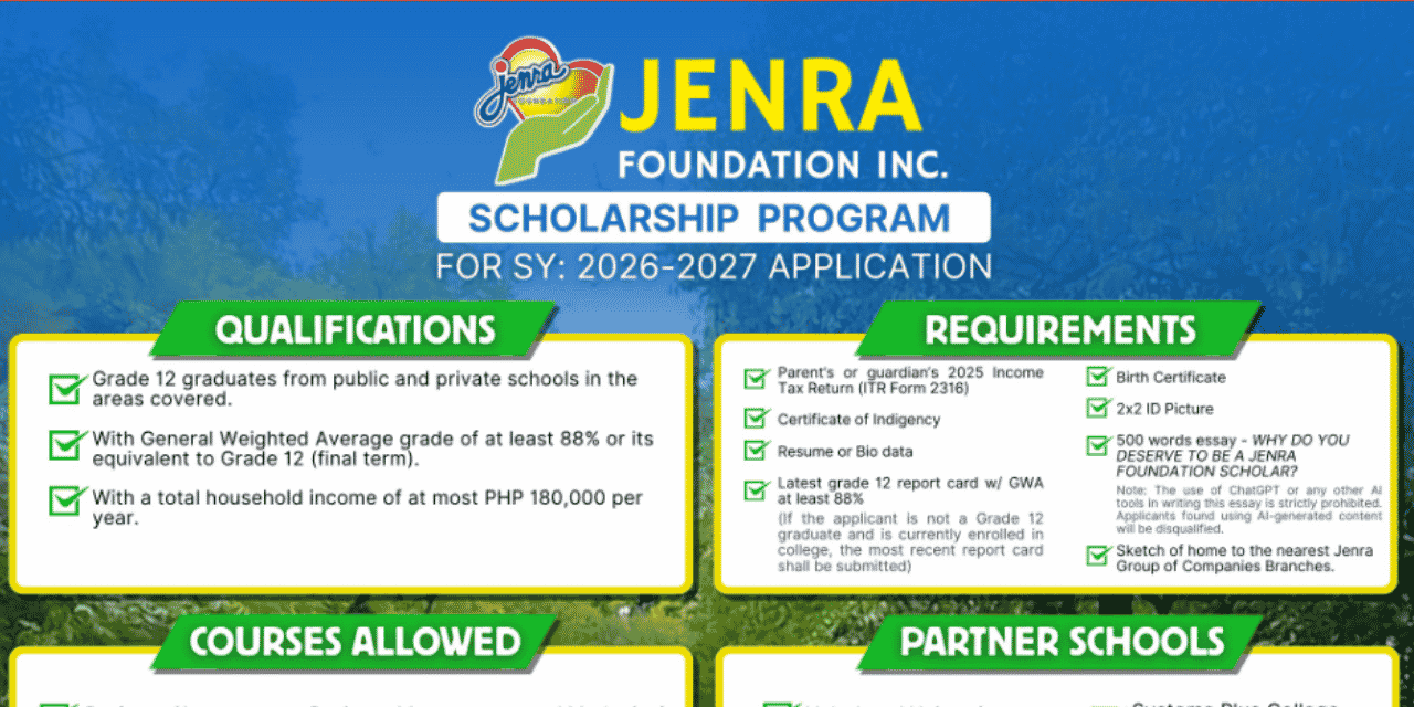Jenra Foundation Scholarship 2026-2027 Requirements | Apply NOW